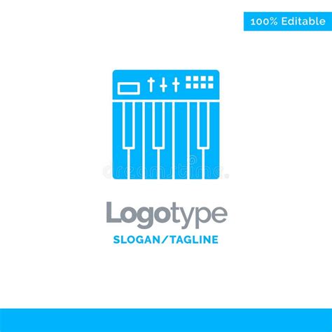 Controller Hardware Keyboard Midi Music Blue Solid Logo Template Place For Tagline Stock