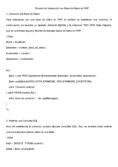 Interaccion Base de Datos PHP Proceso de Interacción con Base de Datos en PHP Conexión a la