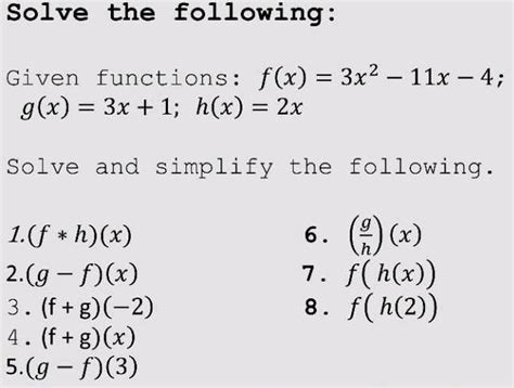 Solve The Following Given Functions F X X StudyX