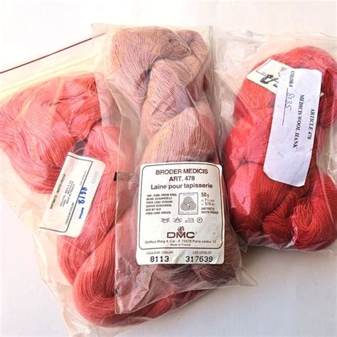 3 Hks Vintage Dmc Broder Medicis Virgin Wool Thread 623 Yds Ea Salmon