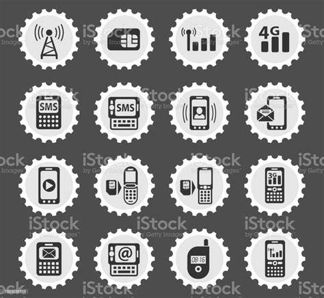 Mobile Connection Icon Set Stock Illustration Download Image Now Biological Cell