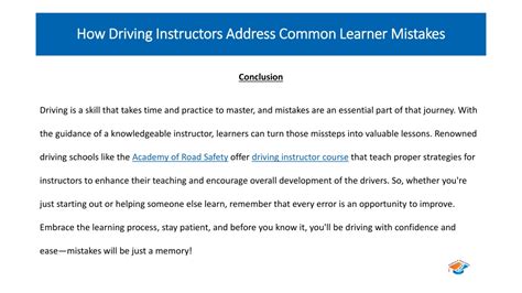 Ppt How Driving Instructors Address Common Learner Mistakes Powerpoint Presentation Id13668324