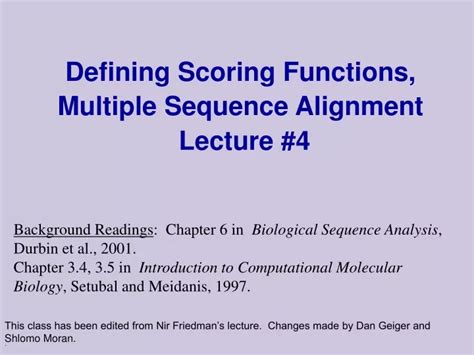 PPT Defining Scoring Functions Multiple Sequence Alignment Lecture