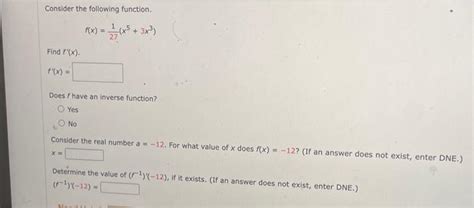 Solved Consider The Following Function F X 271 X5 3x3