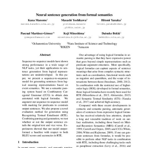 Neural Sentence Generation From Formal Semantics Acl Anthology