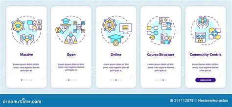 Walkthrough Mooc With Colorful Line Icons Concept Stock Illustration Illustration Of Learning