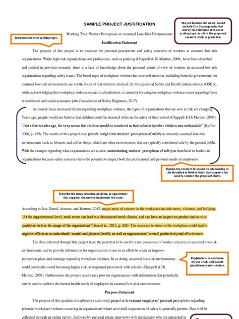 Sample Project Justification Pdf Pdf Employment Violence