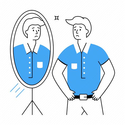 Self Doubt Self Reflection Insecurity Self Judgment Insecure Man Illustration Download On