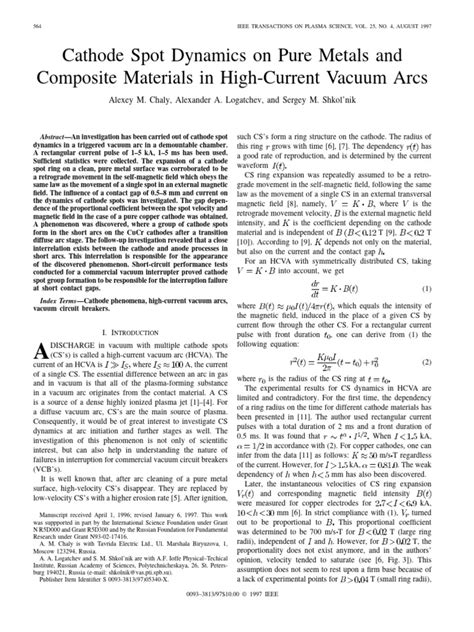 Cathode Spot Dynamics On Pure Metals And Composite Materials In High Current Vacuum Arcs Pdf