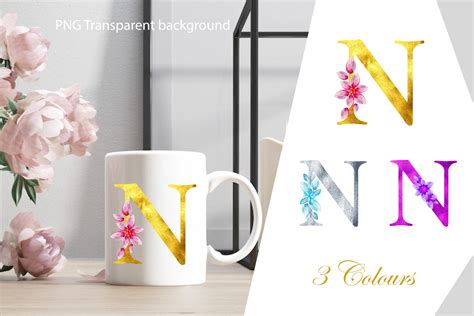 Metallic Floral Monogram N Letter Graphic By Liauz Art · Creative Fabrica