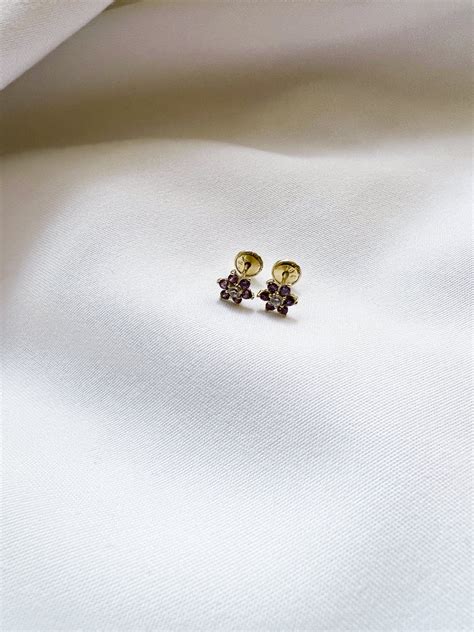 Purple Flower Stud Earring Mood By Mars