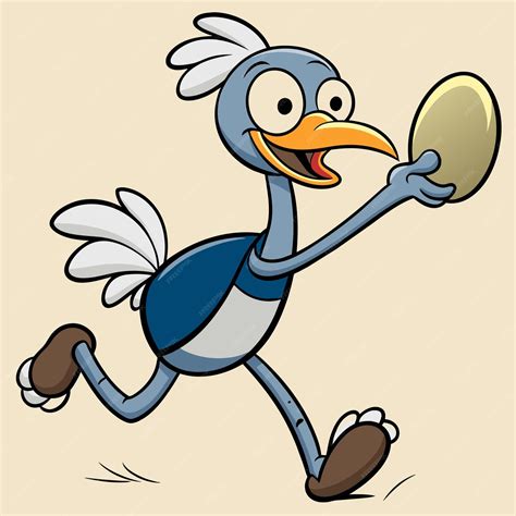 Un Dibujo De Dibujos Animados De Un Pájaro Con Un Huevo En Su Pico Vector Premium