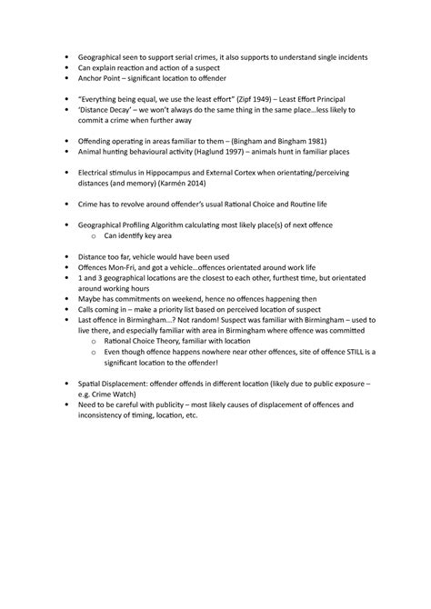 18220 Geographical Profiling Lecture Notes Geographical Seen To