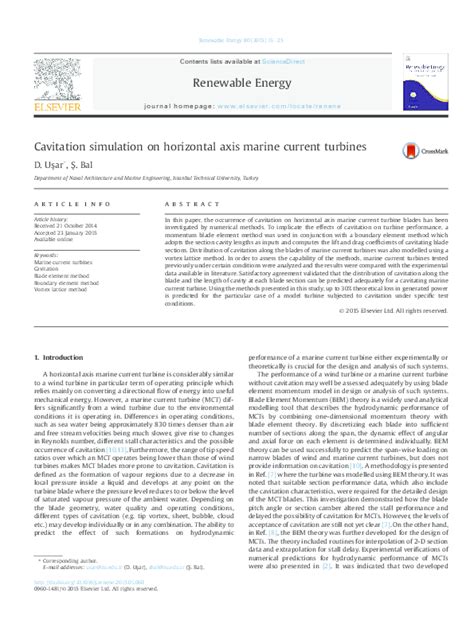 Pdf Cavitation Simulation On Horizontal Axis Marine Current Turbines