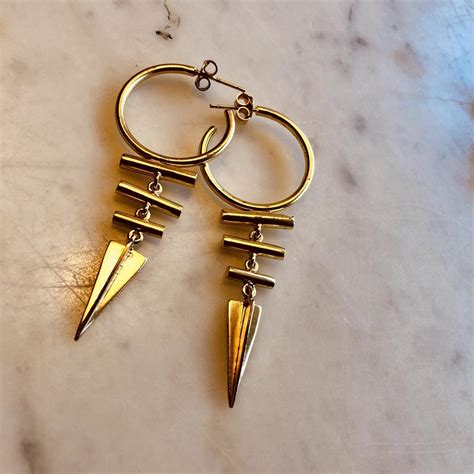 Gold Warrior Spear Earrings Gold Plated Designer Depop