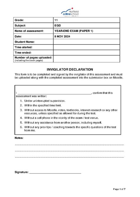 Grade 11 Egd Year End Exam Paper 1 November 8 2024 Studocu