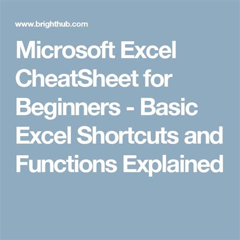 Microsoft Excel Cheatsheet For Beginners Basic Excel Shortcuts And Functions Explained Excel