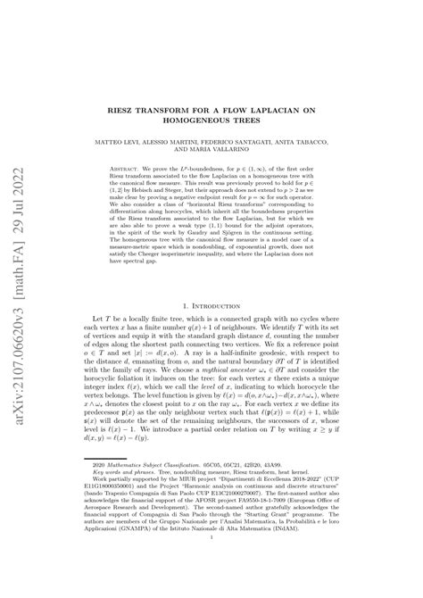 Pdf Riesz Transform For A Flow Laplacian On Homogeneous Trees