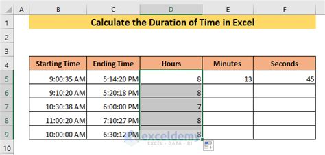 How To Calculate The Duration Of Time In Excel 7 Methods Exceldemy