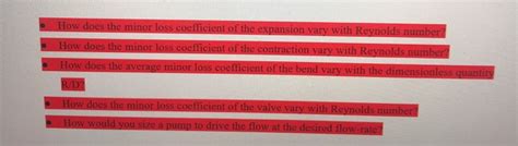 Solved How Does The Minor Loss Coefficient Of The Expansion Chegg Com