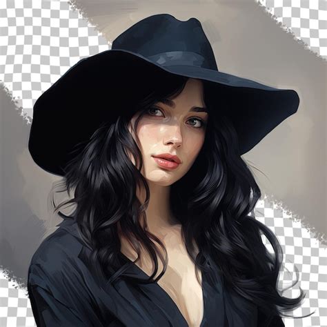 Premium Psd Black Haired Girl With Hat Alone