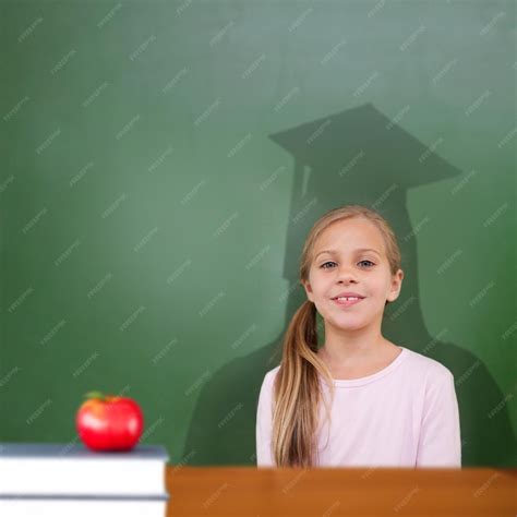 Premium Photo Composite Image Of Cute Pupil With Graduate Shadow In Classroom