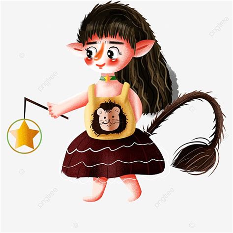 핸드 드로잉 12 별자리 사자자리 소녀 일러스트 디자인 요소 손으로 그린 열두 별자리 사자자리 Png 일러스트 및 Psd