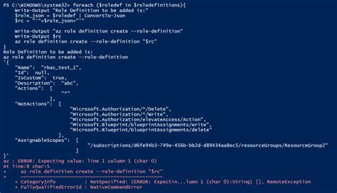 Az Role Definition Create Command Is Part Of A Script That Is Delivering A Syntax Error · Issue