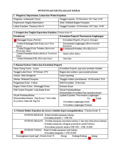 Contoh Isian Formulir Investigasi Pdf