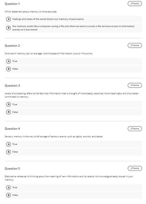Solved Question Points Which Statement About Memory Is Chegg Com