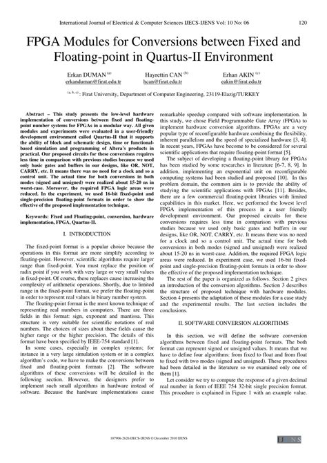 PDF FPGA Modules For Conversions Between Fixed And Floating Point In Quartus II Environment