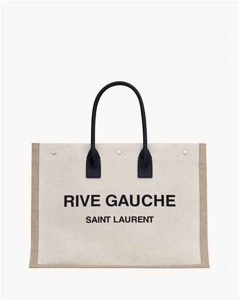Rive Gauche Large Tote Bag In Printed Canvas And Leather Saint
