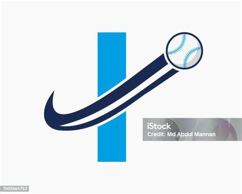 초기 편지 I 야구 로고 개념 움직이는 야구 아이콘 벡터 템플릿 Championship에 대한 스톡 벡터 아트 및 기타 이미지