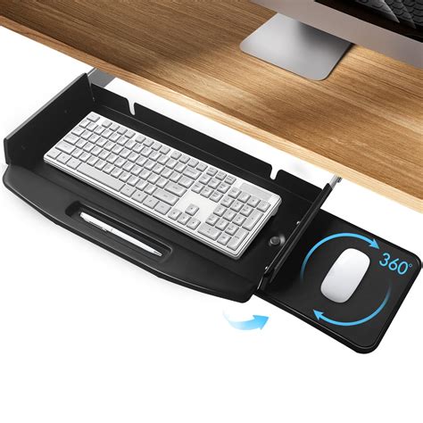 Steel Under Desk Keyboard Tray Slide Out 28lx10w With 360° Rotating