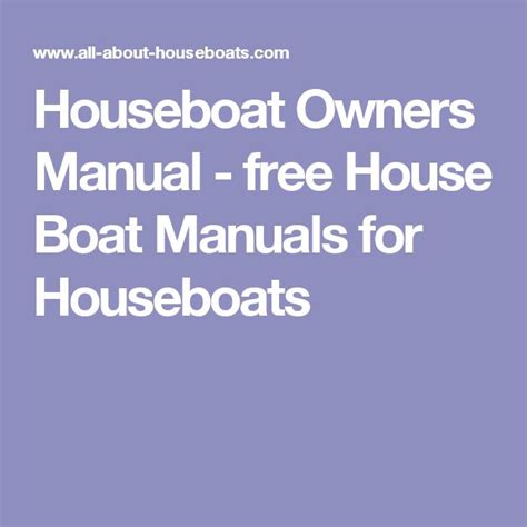 Houseboat Owners Manual Free House Boat Manuals For Houseboats