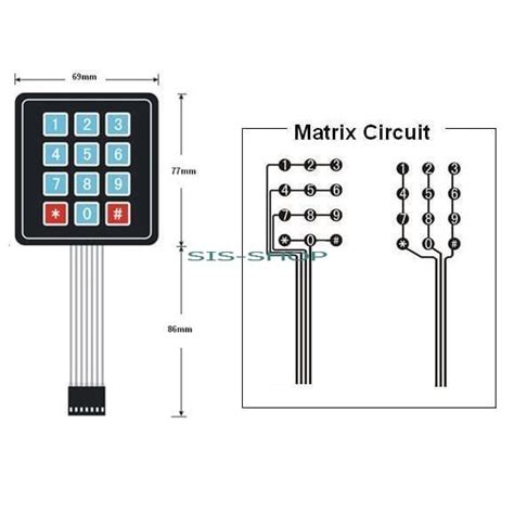 Jual 3X4 Matrix 12 Key Membrane Switch Keypad Keyboard Shopee Indonesia
