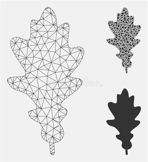 Oak Leaf Vector Mesh Wire Frame Model And Triangle Mosaic Icon Stock Vector Illustration Of