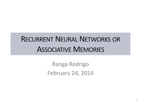Ppt Recurrent Neural Networks Or Associative Memories Powerpoint Presentation Id2179724
