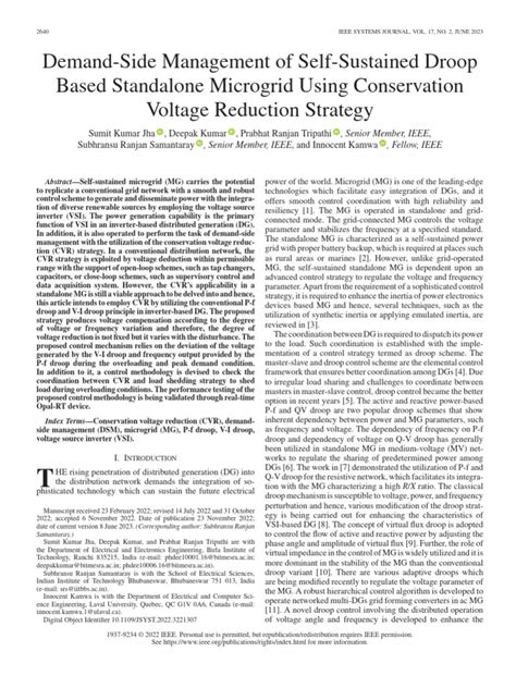 Demand Side Management Of Self Sustained Droop Based Standalone Microgrid Using Conservation