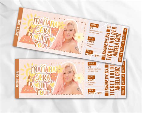 Custom Karol G Mañana Sera Bonito Tour Ticket Template Concert Ticket