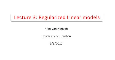 Pdf Lecture 3 Regularized Linear Models€¦ · Bias Variance Tradeoff Linear Regression