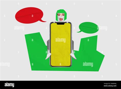 Creative Collage Smartphone Textbox Message Reply Answer Touchscreen Contact Dialog Conversation