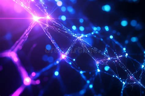 Abstract Cyber Network With Glowing Matrix Nodes Futuristic Data Visualization And A High Tech