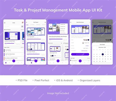 Premium Psd Task And Project Management Mobile App Ui Kit