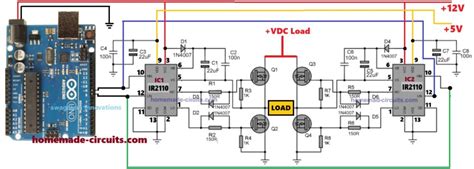 H Bridge Sine Wave Inverter Circuit Using Arduino Homemade Circuit