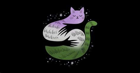 Genderqueer Cat Hug Lgbt Pride Flag Genderqueer Sticker Teepublic