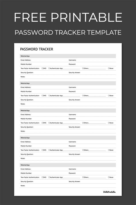 Printable Password Tracker Artofit