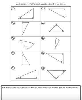 Opposite Adjacent Hypotenuse Hands On Practice With Manipulative