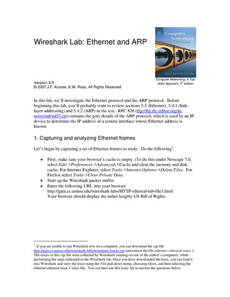 1 Wireshark Ethernet Arp Wireshark Lab Ethernet And Arp Version 2