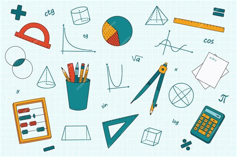 Premium Vector A Large Set Of Math Objects Geometric Figures And Math Expressions Stationery
